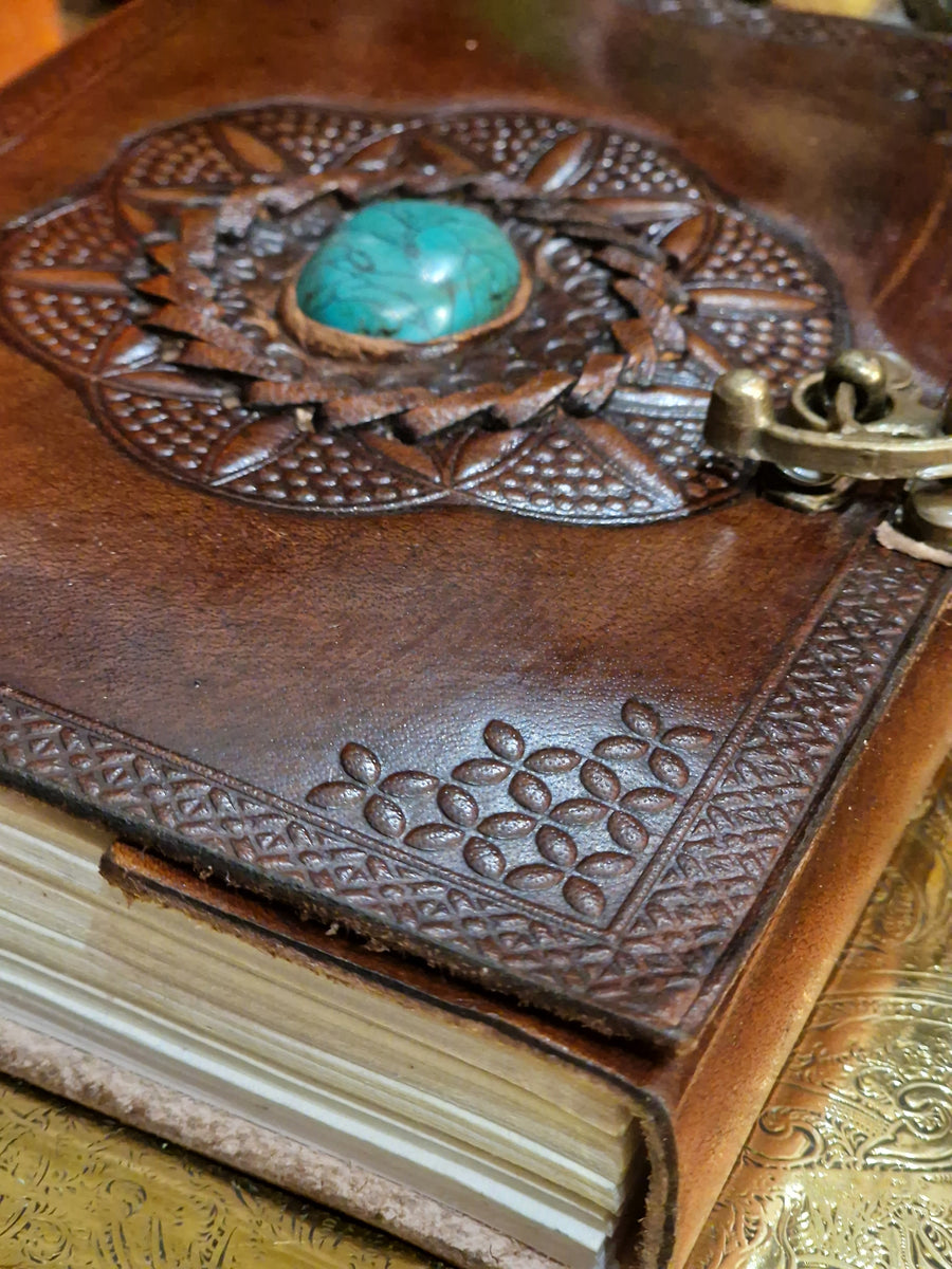 Stone Inlaid Leather Journal – Karma Ripon